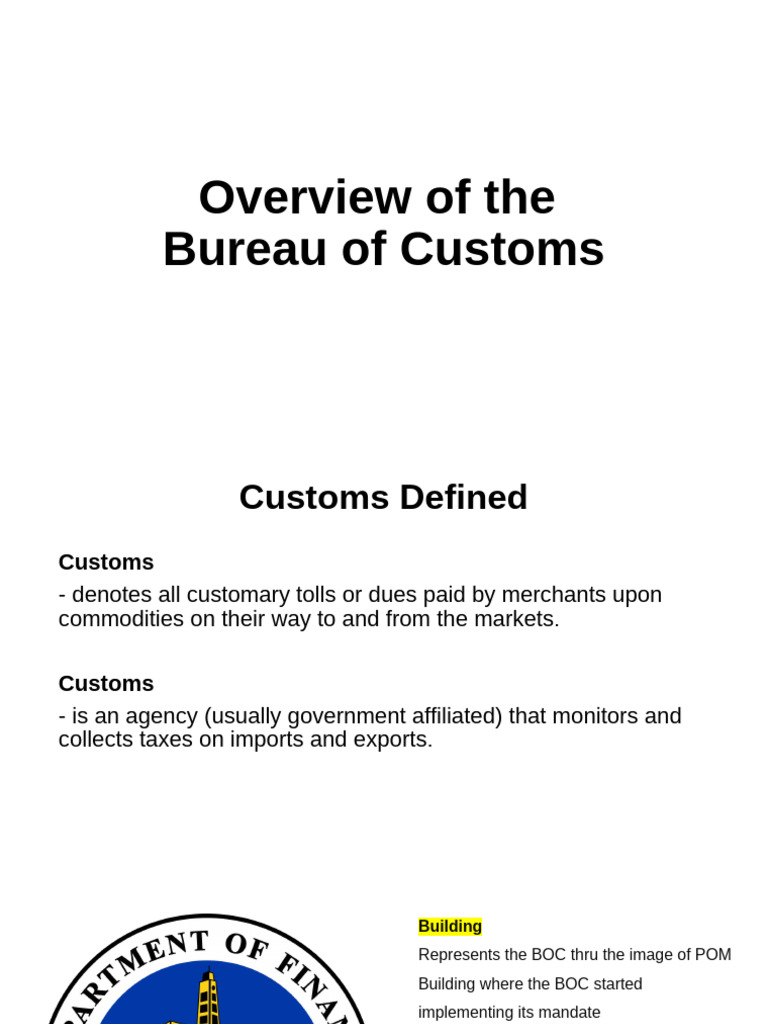 Overview of Bureau of Customs | PDF | Customs | Jurisdiction