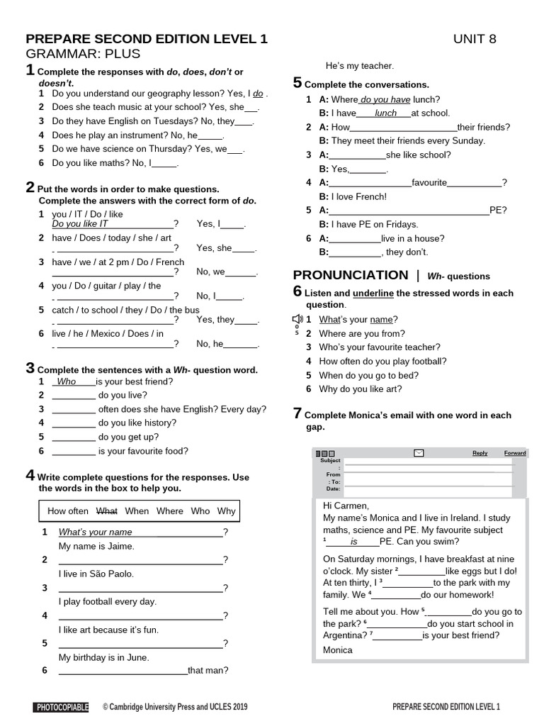 PREPARE 1 Grammar Plus Unit 08 | PDF | Linguistics