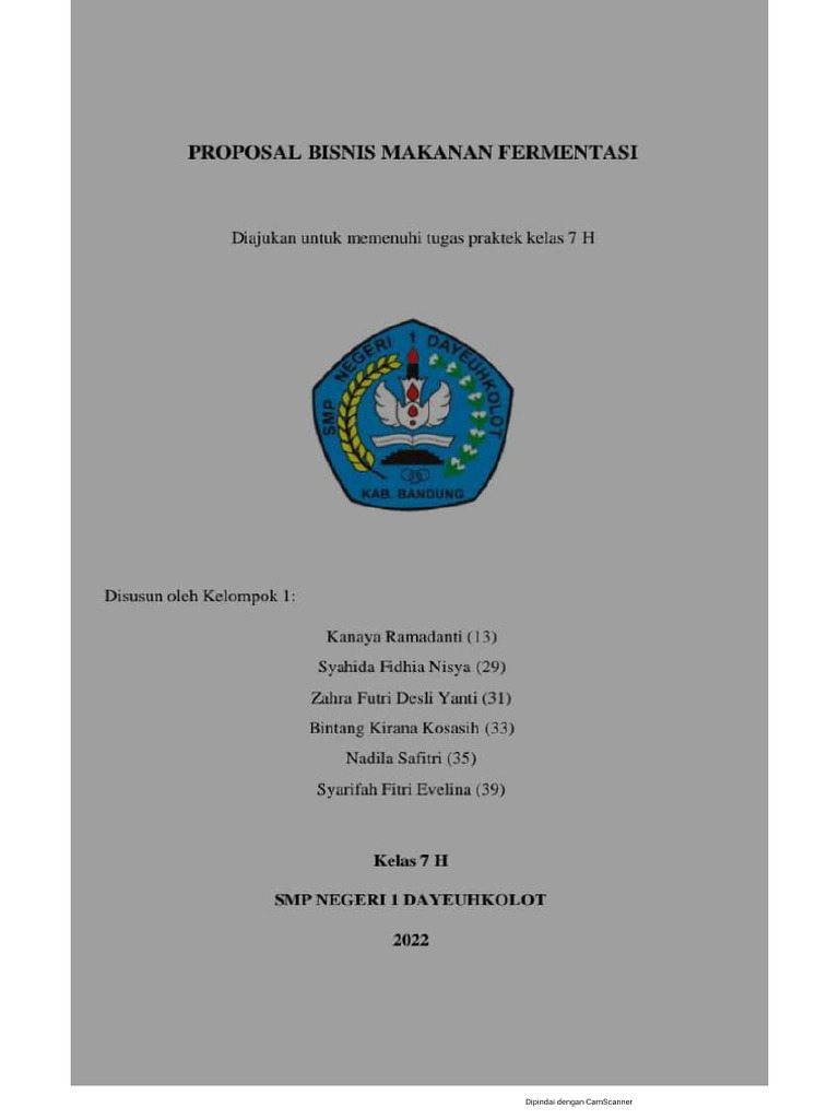 Proposal Bisnis Makanan Fermentasi | PDF