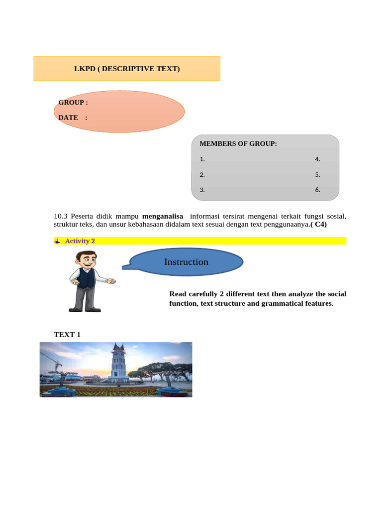 LKPD Descriptive Materi 2 | PDF | Linguistics | Syntax