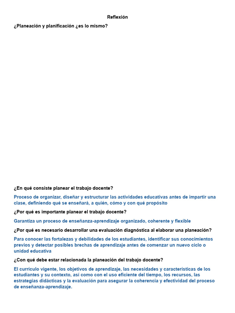 Act. 1 Reflexión | PDF | Planificación | Evaluación