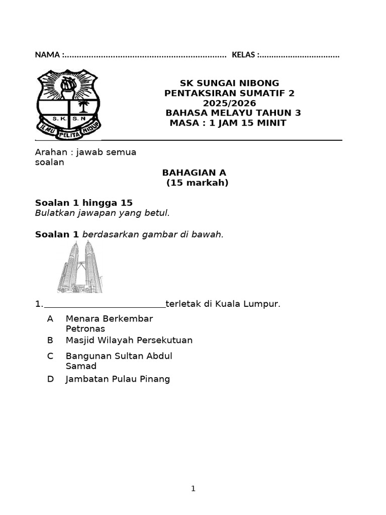 Uasa BM Tahun 3 2025 | PDF