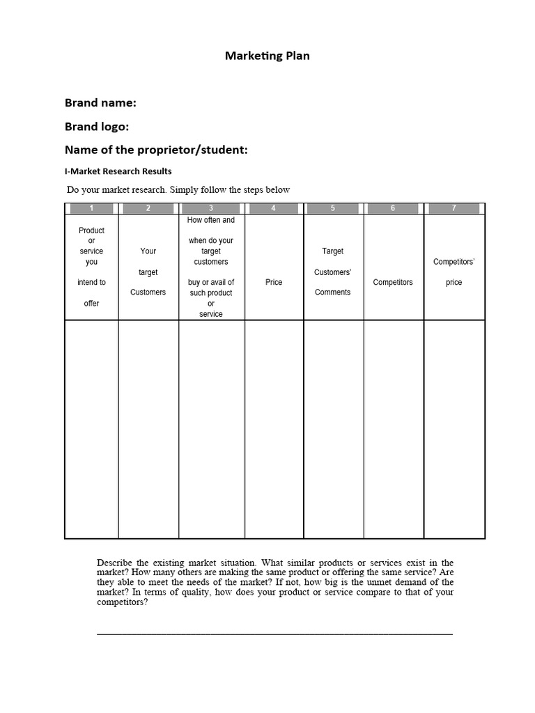 Comprehensive Marketing Plan Template | PDF | Marketing | Brand