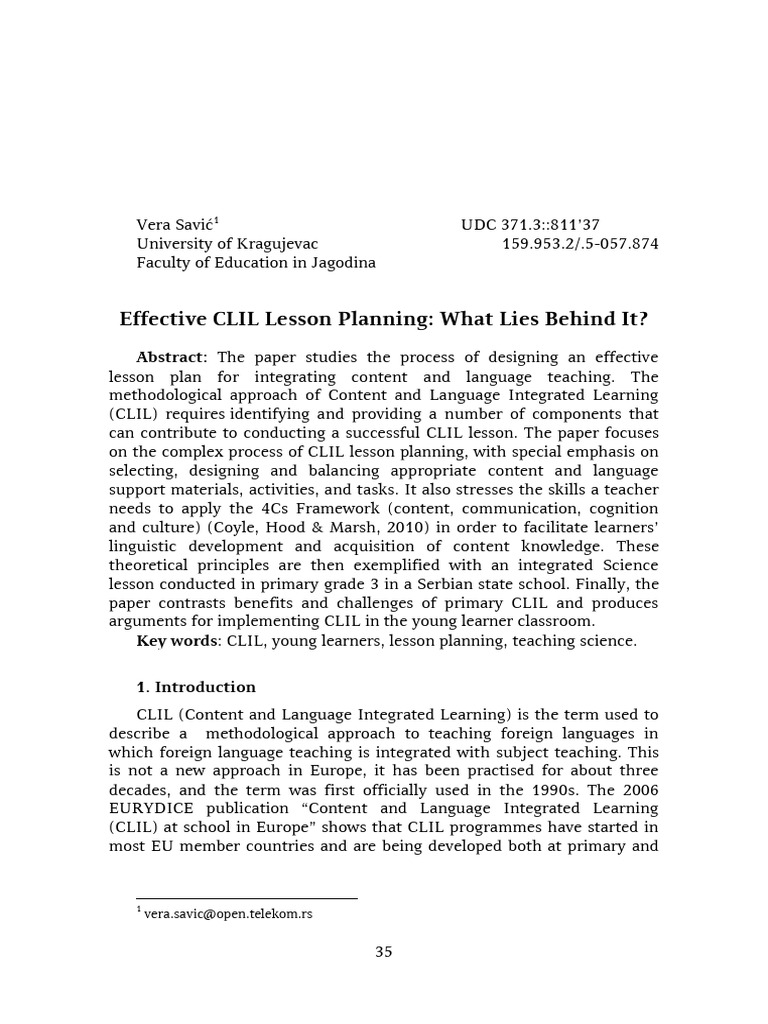 Effective CLIL Lesson Planning | PDF | Learning | Teachers