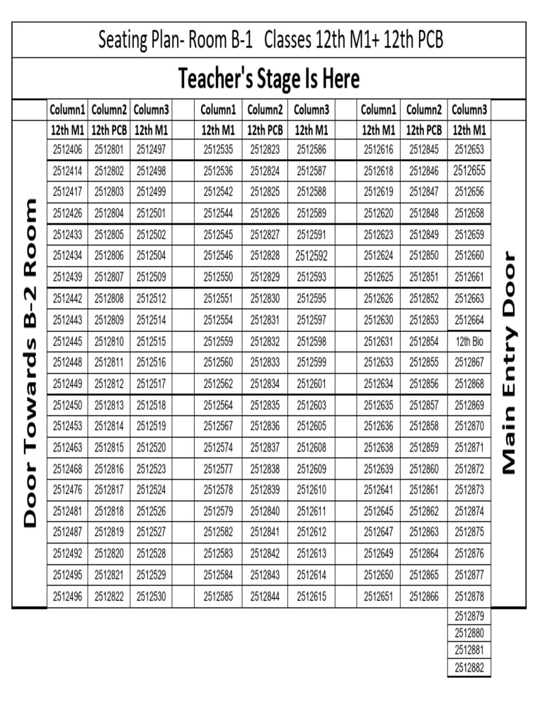 17.09.2025 Combined Test Seating Plan | PDF