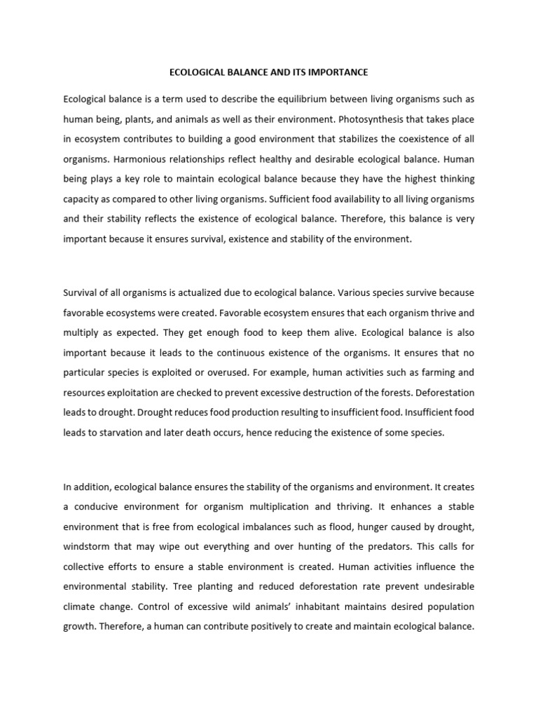 Importance of Ecological Balance | PDF | Ecology | Natural Environment