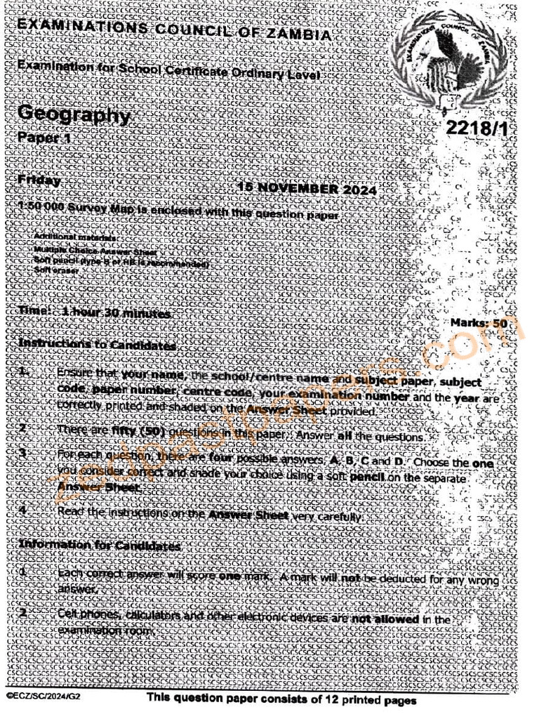 Watermarked - Geography 2024 G12 Paper 1 | PDF