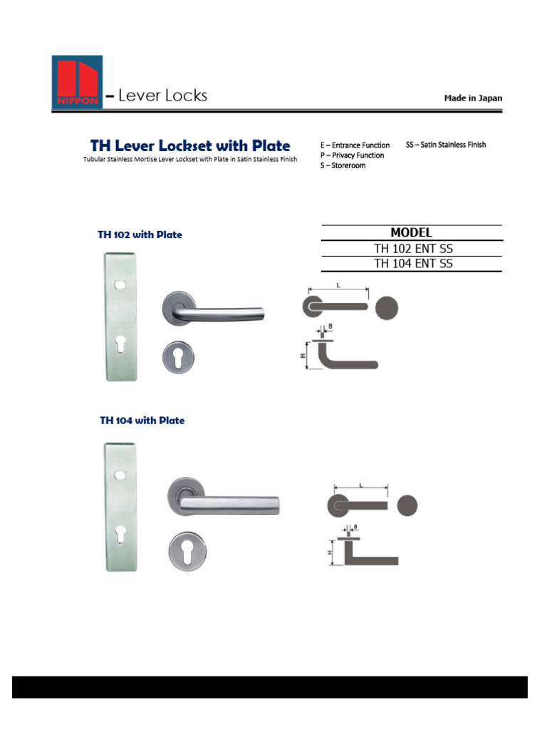 Nippon Lever Locks TH With Plate | PDF