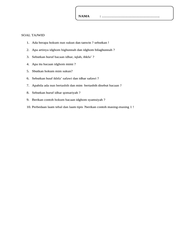 Pembelajaran Tajwid dan Fiqih Dasar | PDF