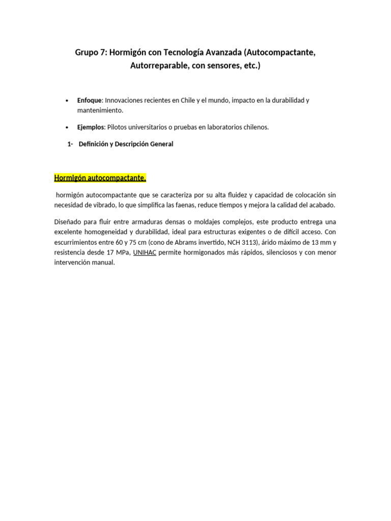 Hormigón Avanzado: Autocompactante y Autorreparable | PDF | Hormigón ...