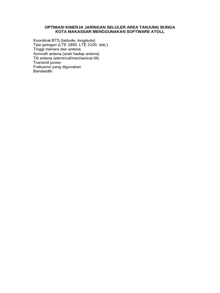 Data Bts Yang Dibutuhkan | PDF
