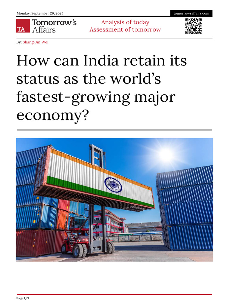 How Can India Retain Its Status As The World S Fastest-Growing Major ...