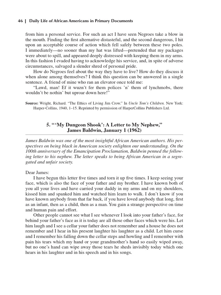 Baldwin's Letter on Black Identity | PDF