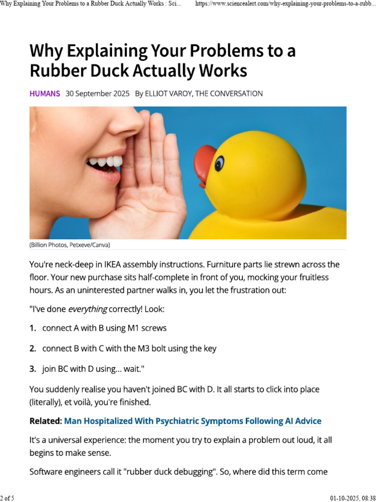 Benefits of Talking to a Rubber Duck | PDF