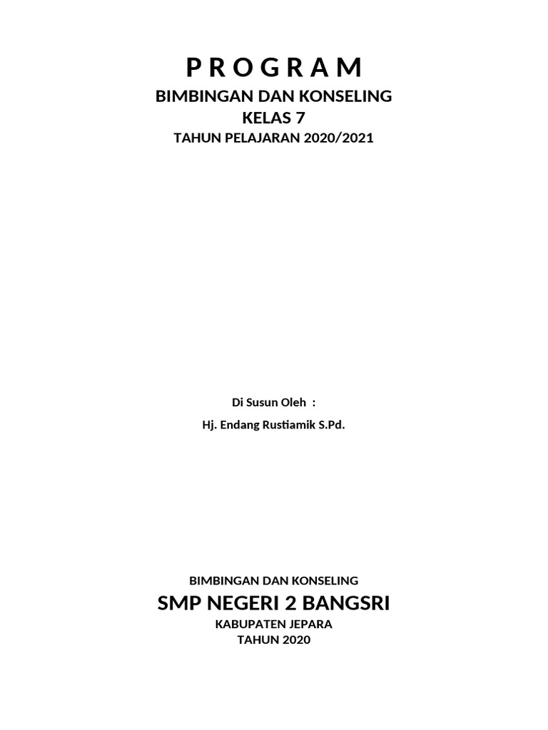 Contoh Program BK SMP Sesuai Pop BK Kelas 7 | PDF