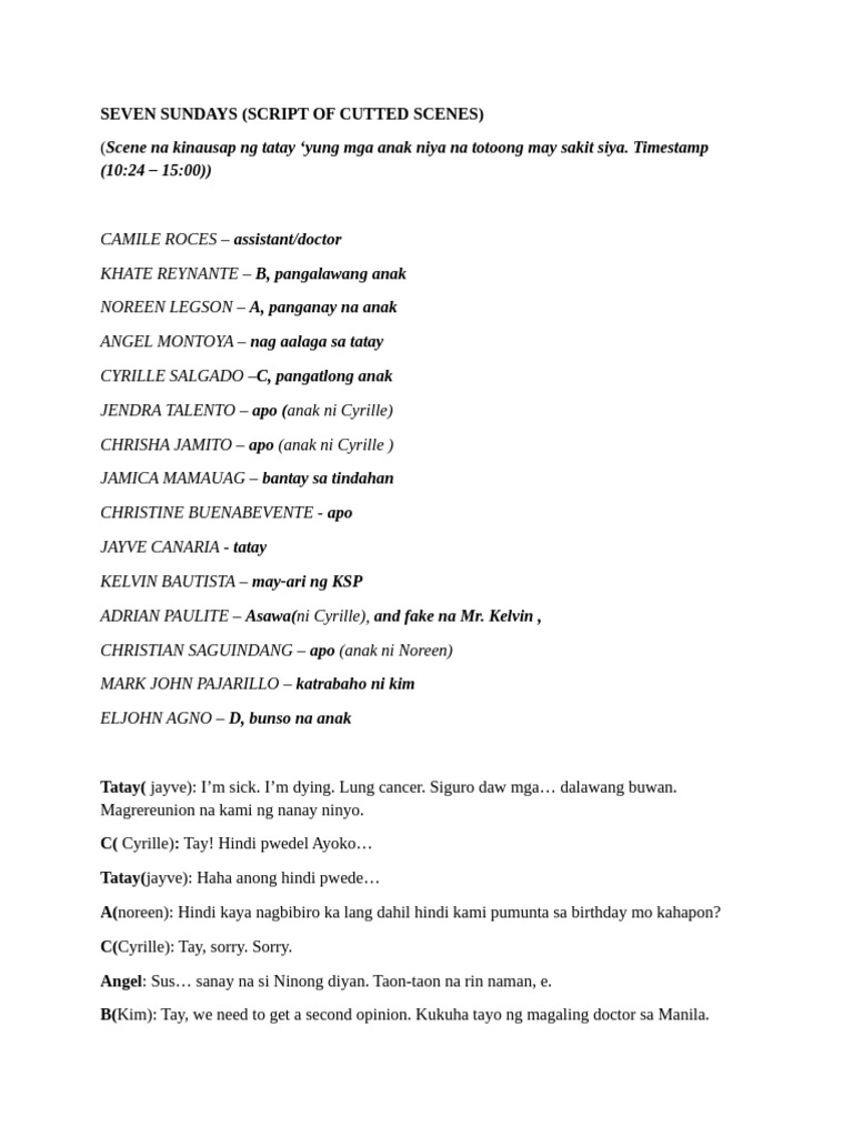 Script Seven Sundays 015153 | PDF