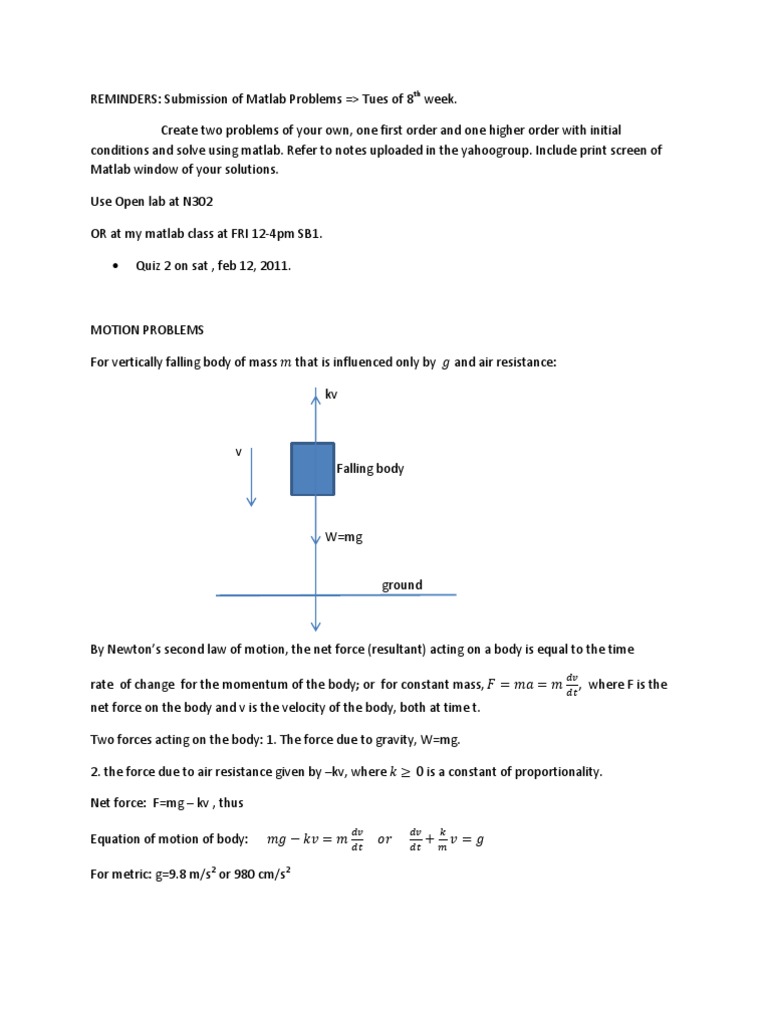 Motion Problems | PDF | Drag (Physics) | Force