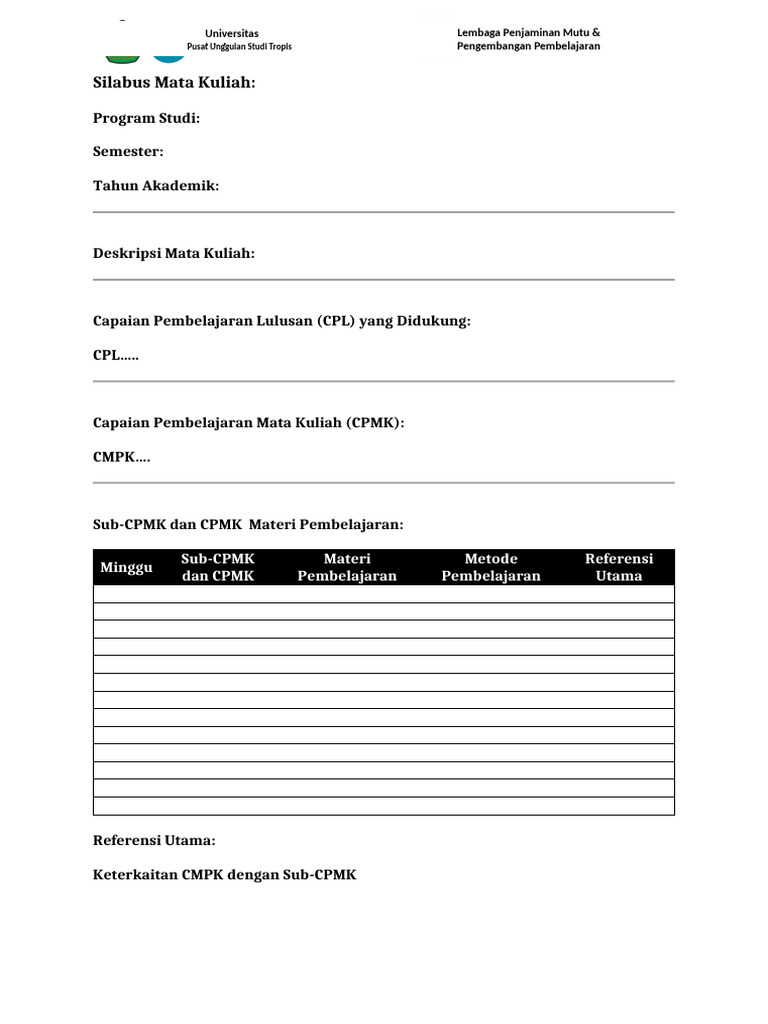 Format Silabus MK | PDF