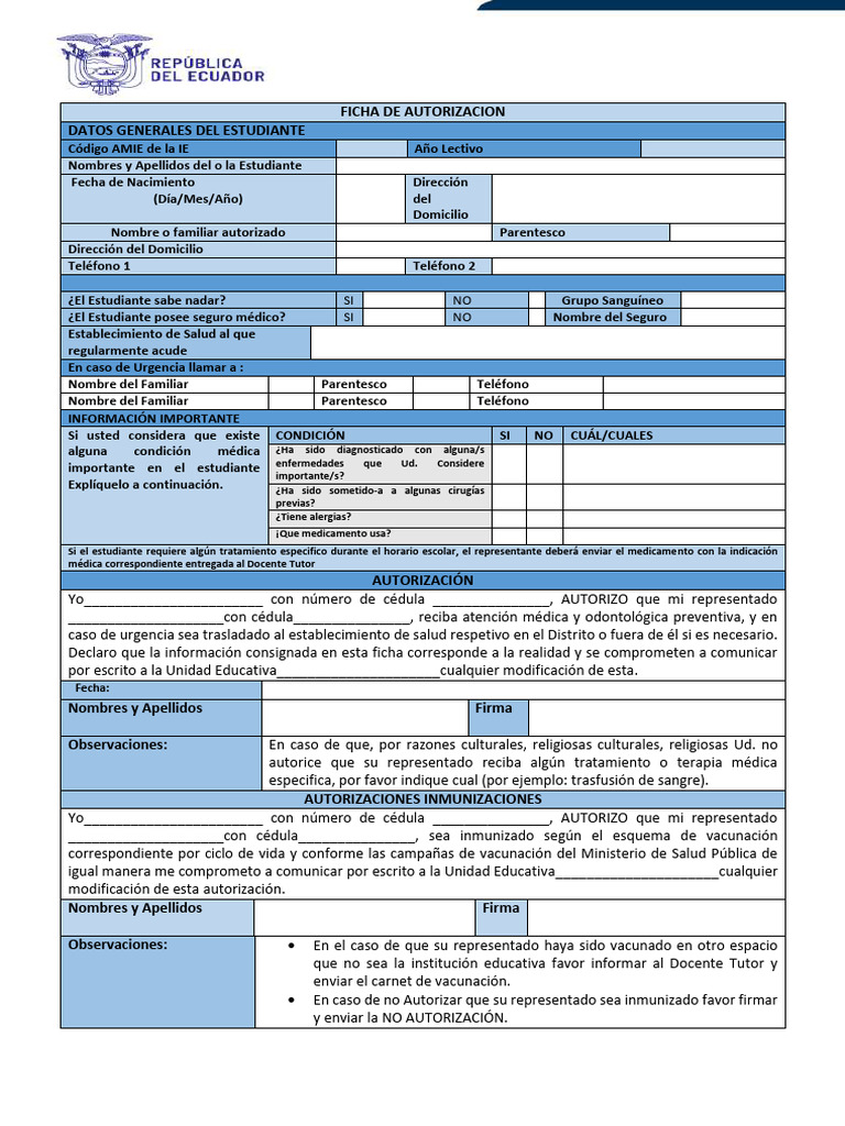 Ficha Atencion Salud MSP y Autorizacion de Uso de Imagen y Voz | PDF | Vacunación | Terapia