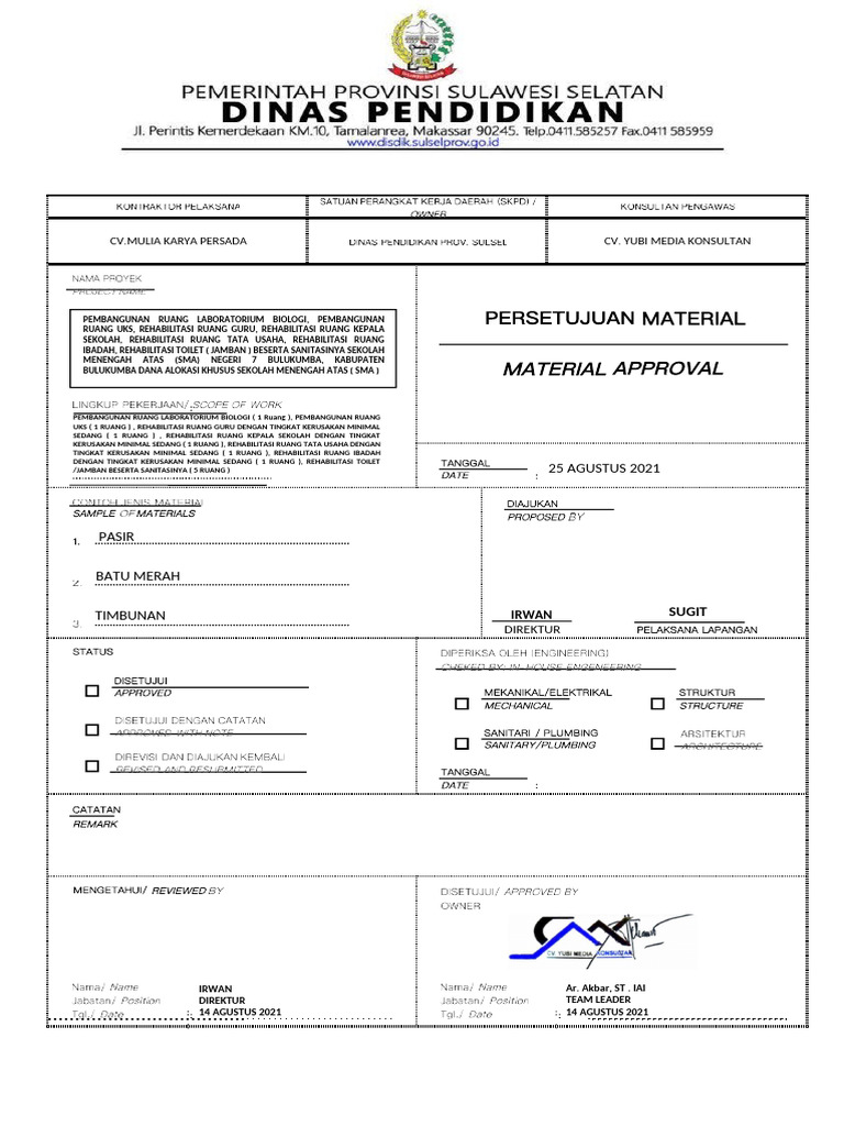 Form Persetujuan Material Lembar Approval Converted by Abcdpdf 5 | PDF