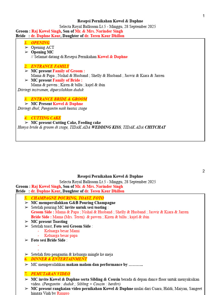 CUE CARD Kowel & Daphne | PDF