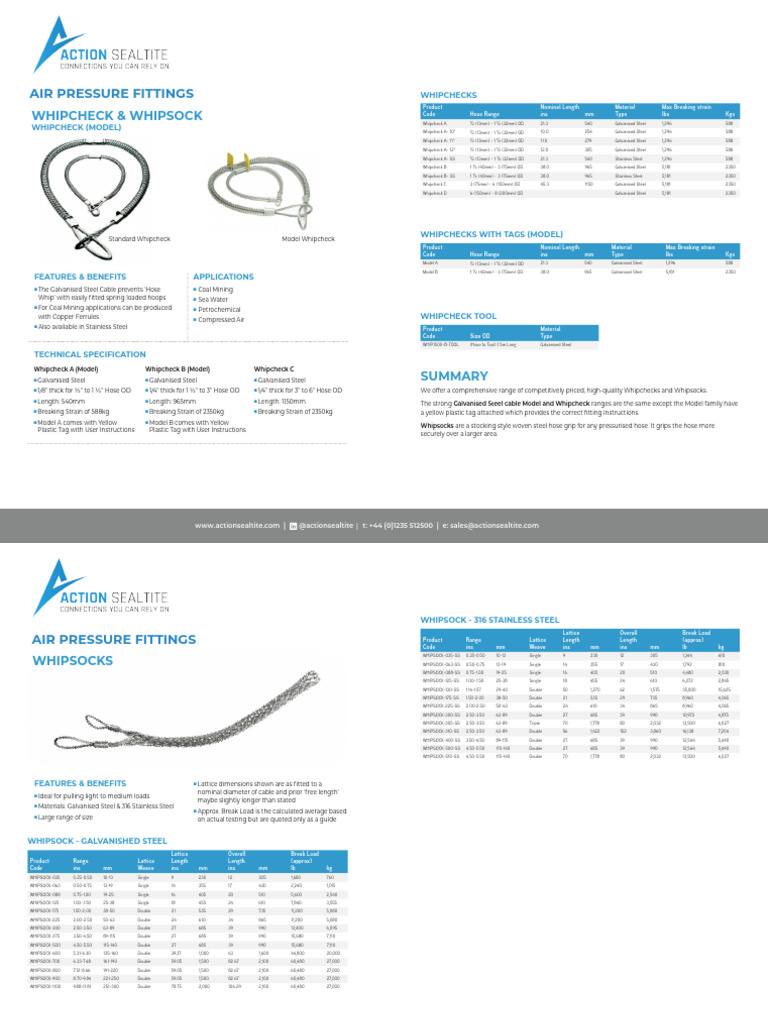 Asl Whipchecks Whipsocks Data Sheet 2022 | PDF | Mechanical Engineering