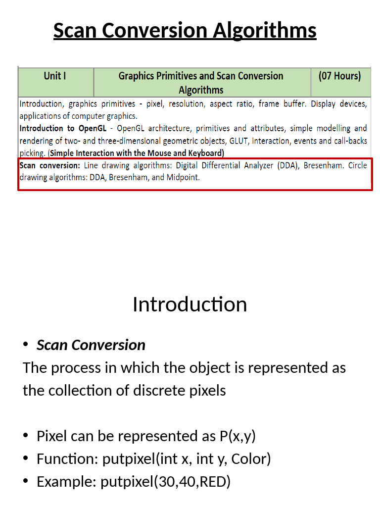 Unit I - Scan Conversion | PDF | Mathematics | Algorithms