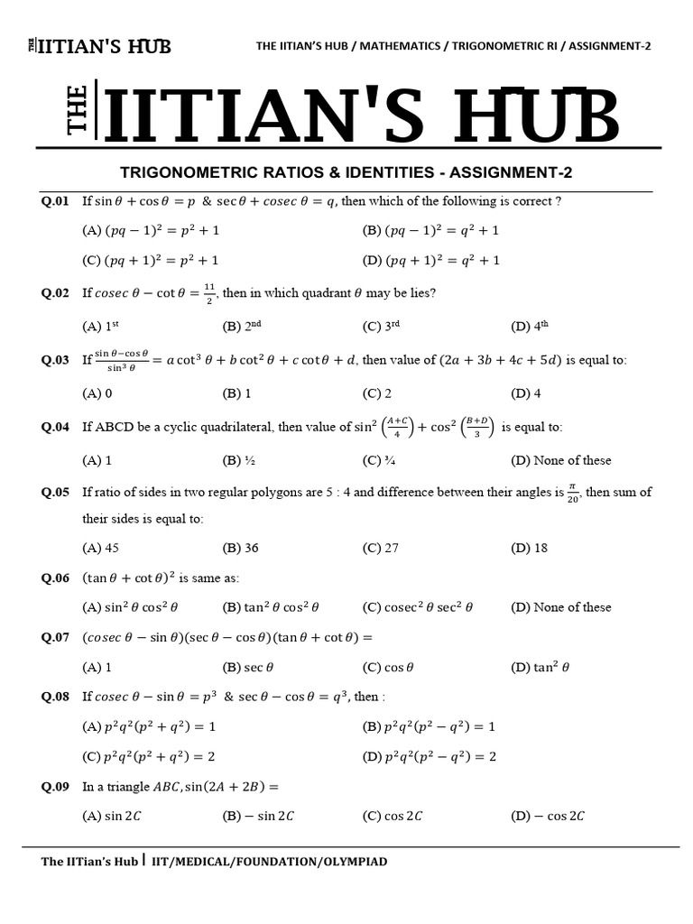 Trigonometric RI Assignment 2 | PDF | Trigonometric Functions | Trigonometry