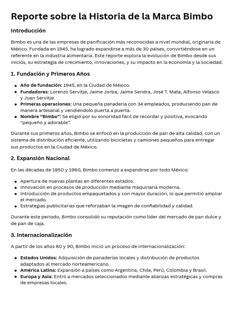 Historia Bimbo | PDF | Economias