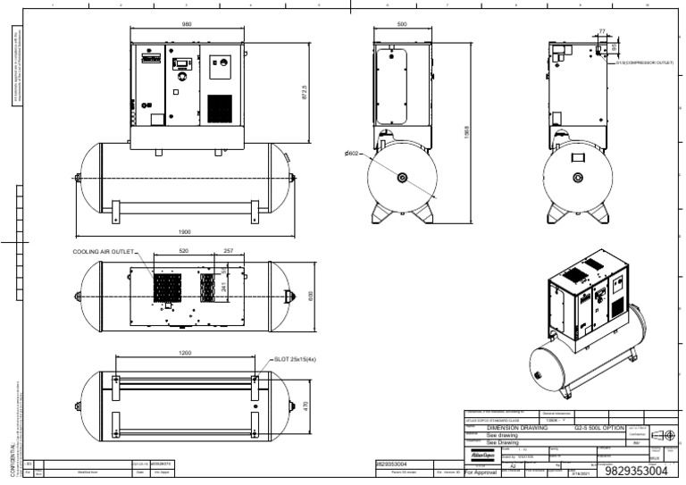 Dimension Drawing G2-5 FF TM Wuxi 9829352914 500L Option | PDF