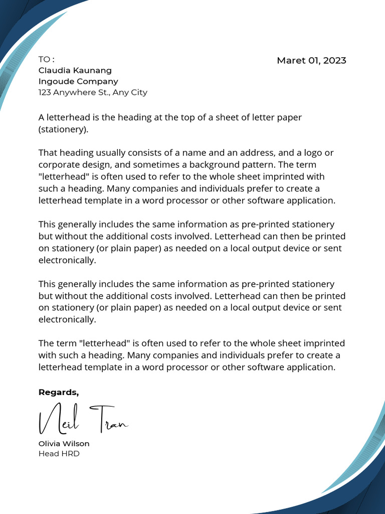 White Blue Simple Letter Document A4 | PDF