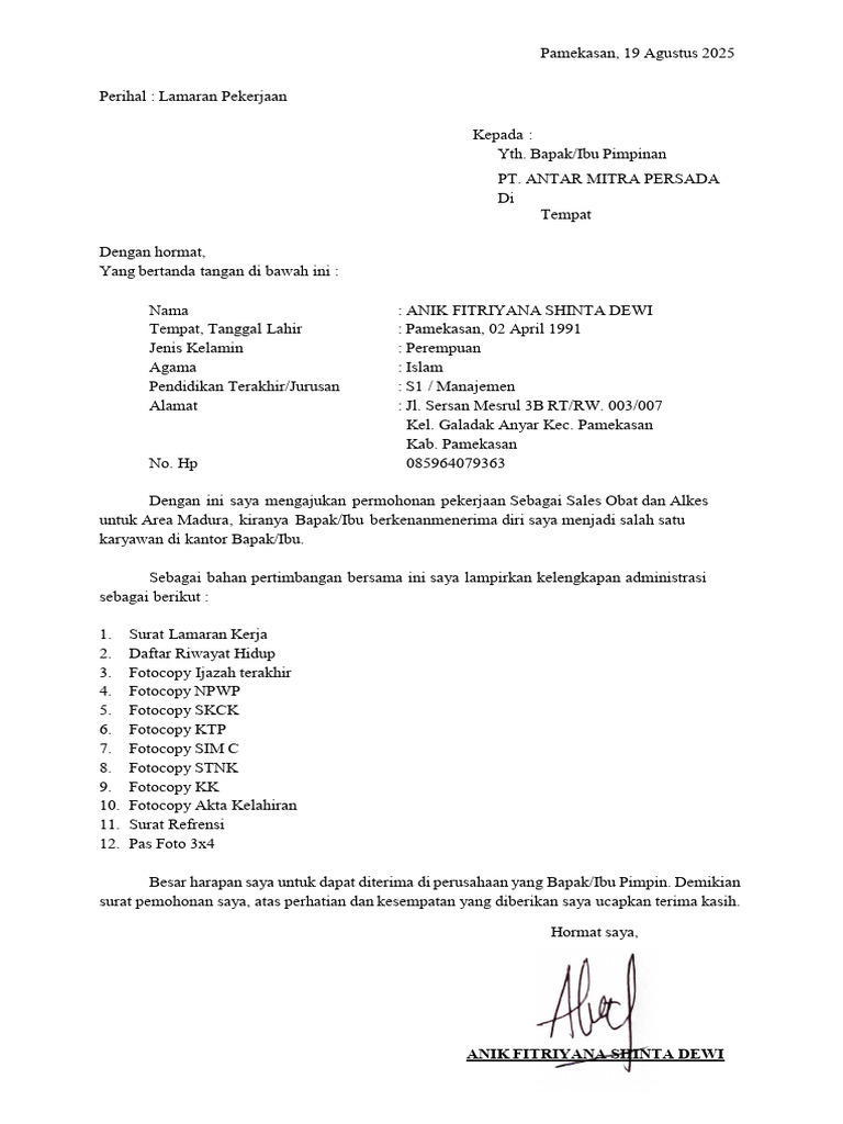 CV Shinta Pt. Antar Mitra Persada | PDF