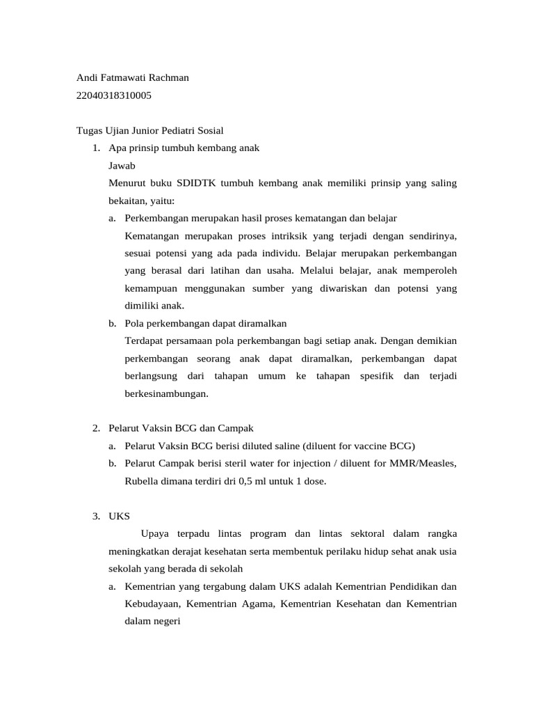 Tugas Ujian Pediatri Sosial Fatma | PDF