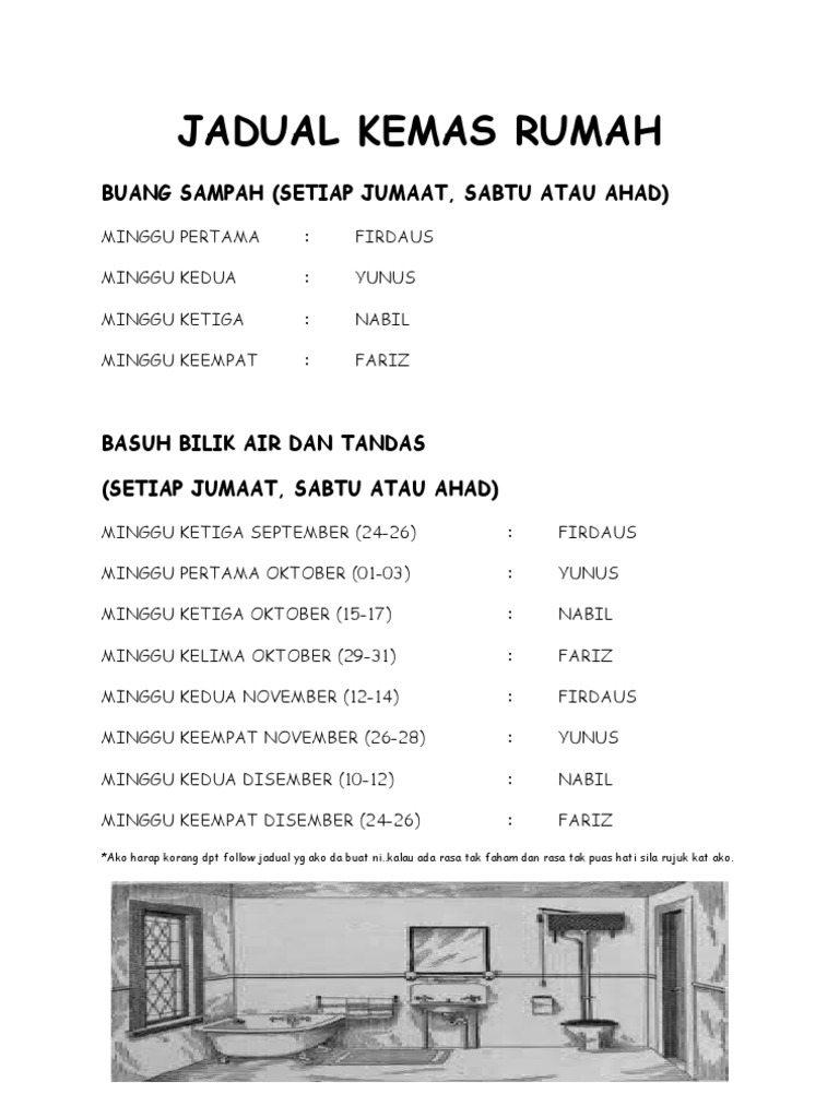 Jadual Kemas Rumah | PDF