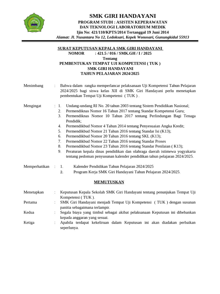 SK Pembentukan Tuk 2025 | PDF