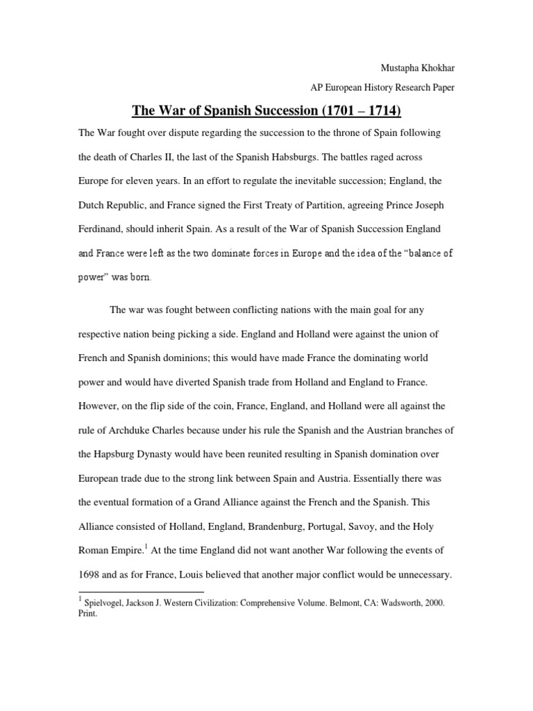 War of Spanish Succession Overview | PDF | House Of Habsburg | Europe ...