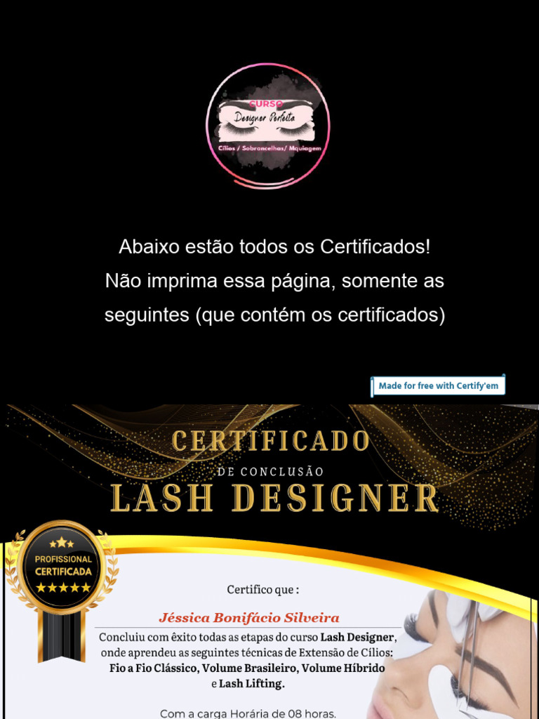 Certificados de Jéssica Bonifácio Silveira | PDF
