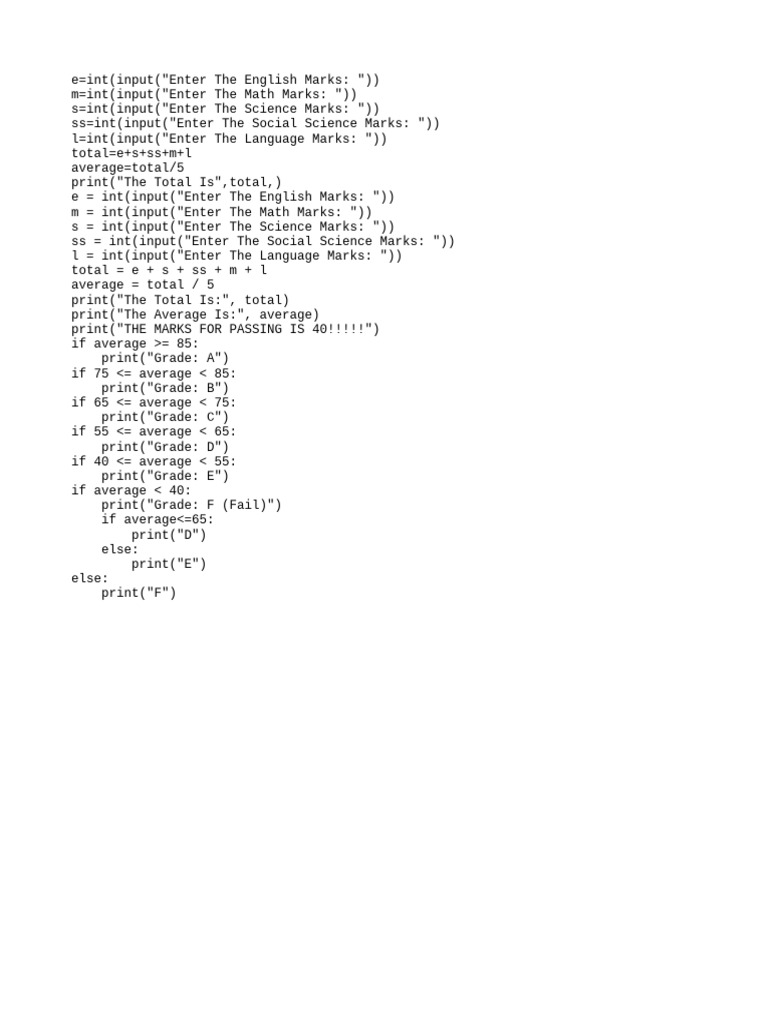 Student Marks Calculation Script | PDF