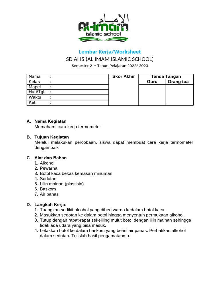 Membuat Termometer Sederhana | PDF