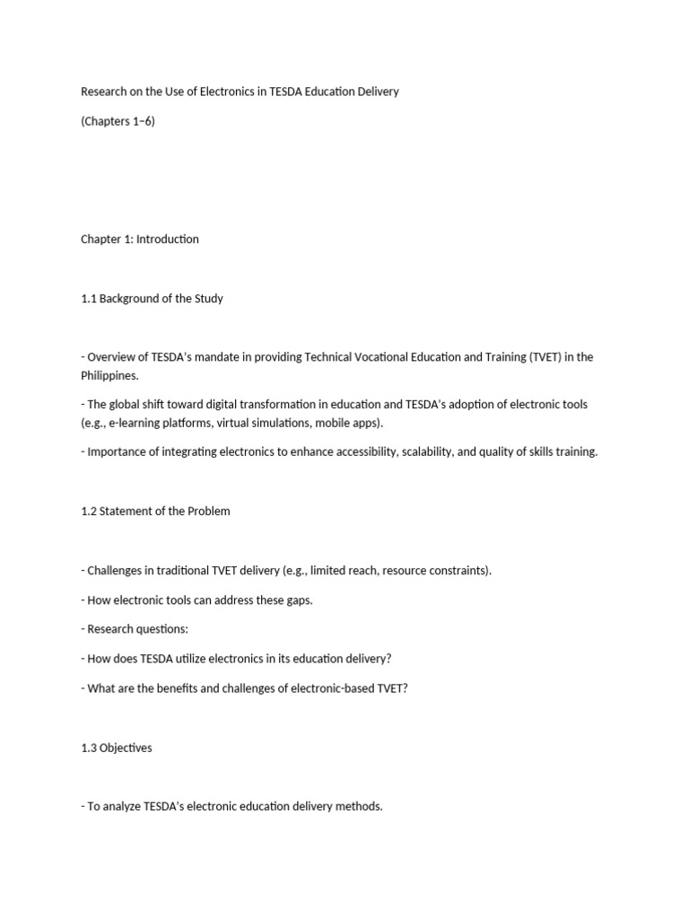 Research The Use of Distance Learning For Tesda | PDF | Educational ...