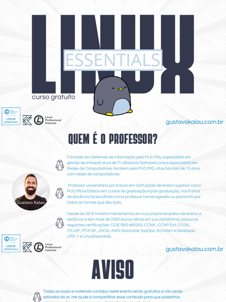Curso Gratuito de Linux Essentials | PDF | YouTube | Spamming