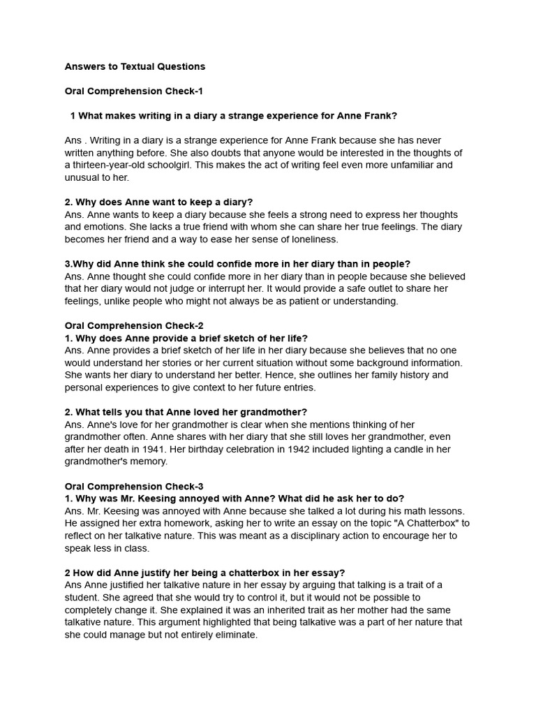 Anne Frank's Diary Insights and Reflections | PDF | Feeling | Essays