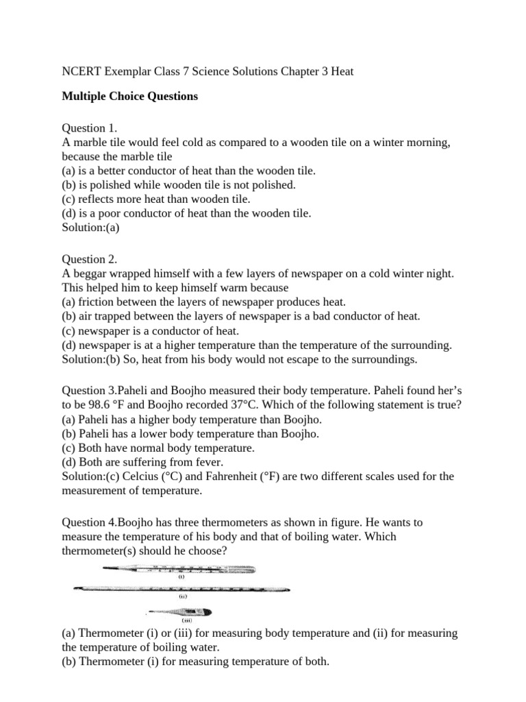 NCERT Class 7 Science Heat Solutions | PDF | Thermometer | Heat