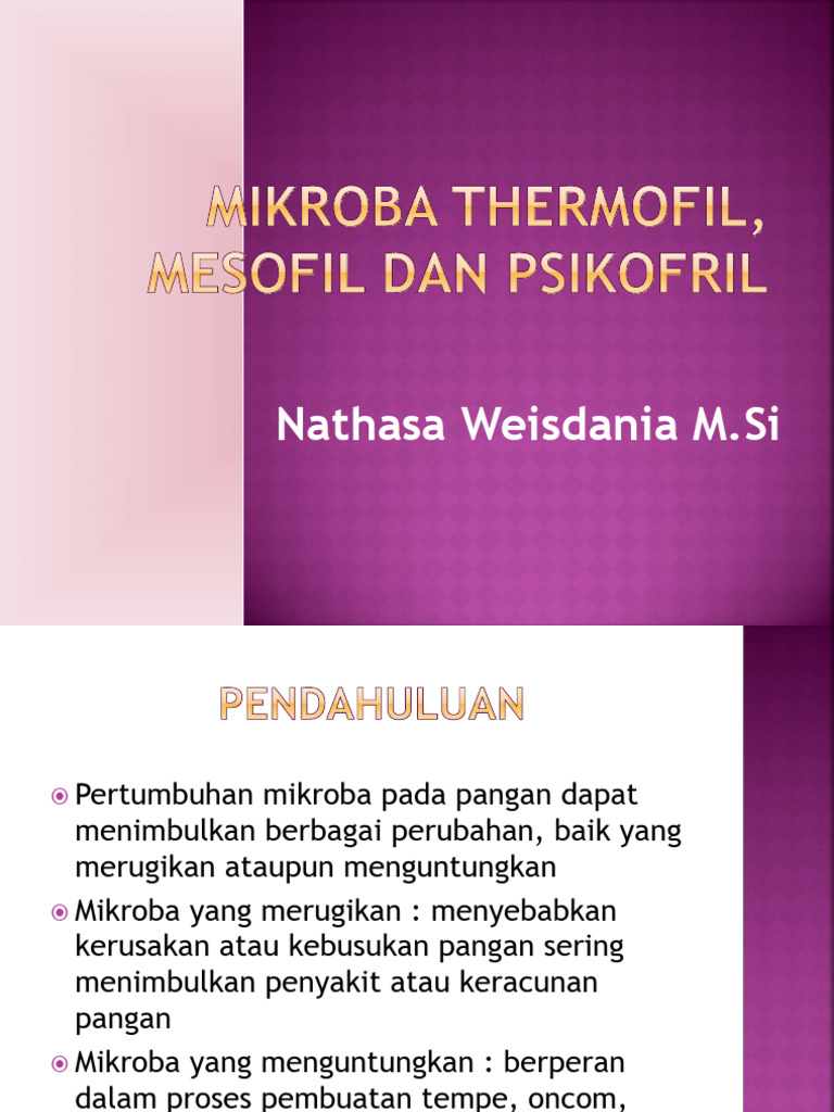 6 Mikroba Thermofil, Mesofil Dan Psikofril | PDF