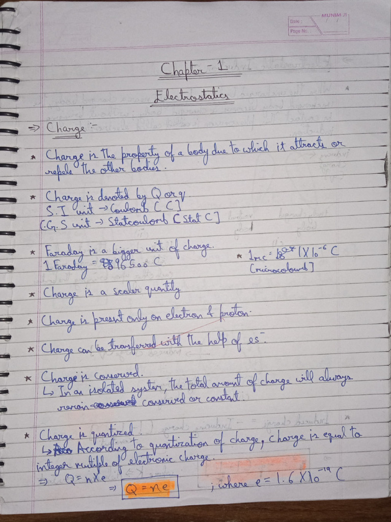 Physics CH - 1 Electrostatics COMPLETE | PDF