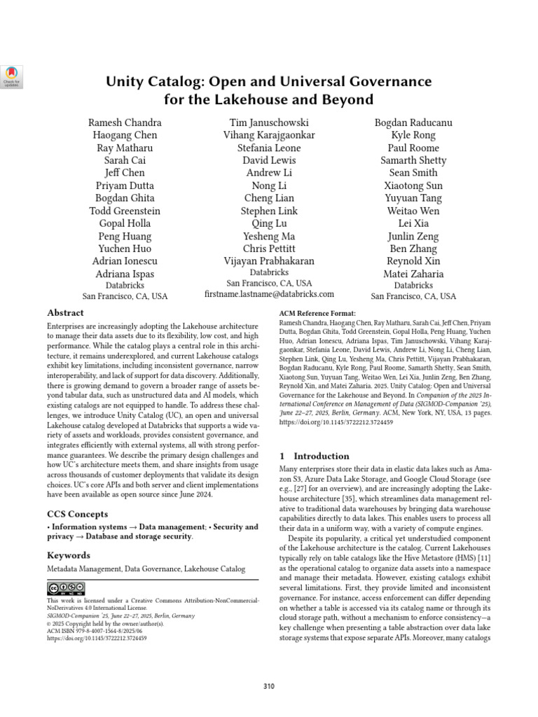 Unity Catalog: Governance for Lakehouse | PDF | Metadata | Databases