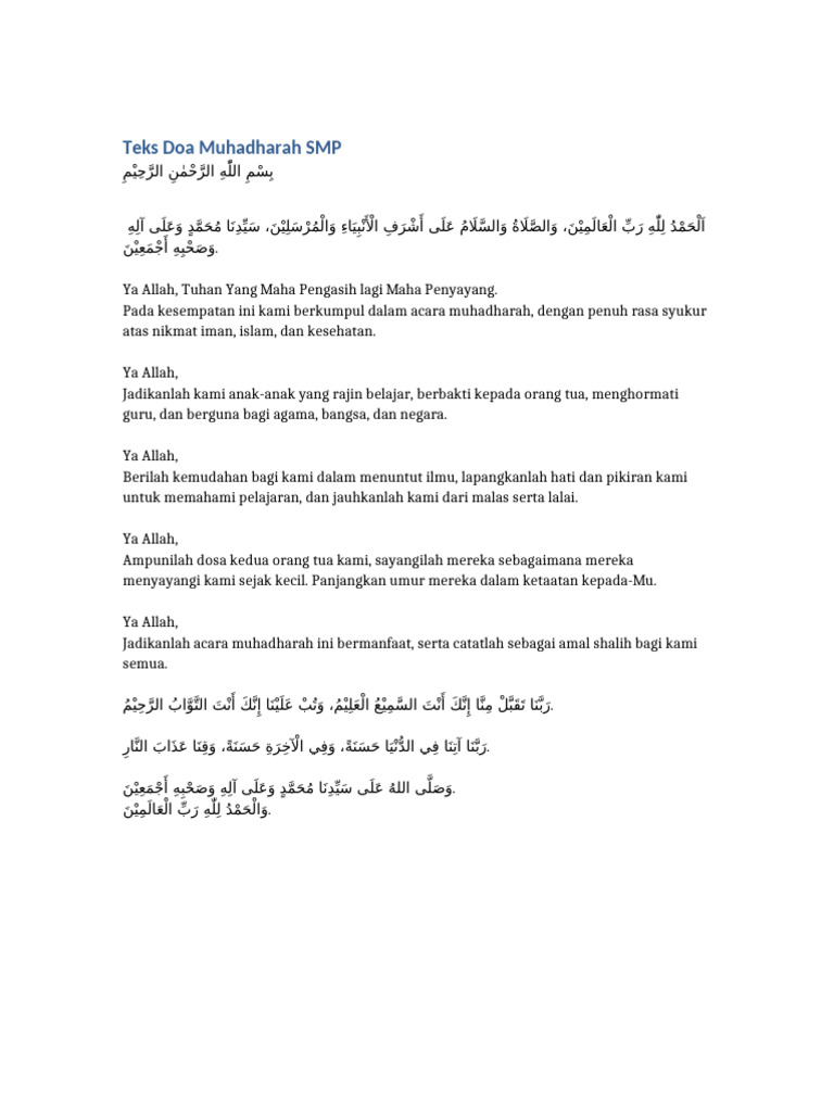 Doa Muhadaroh | PDF