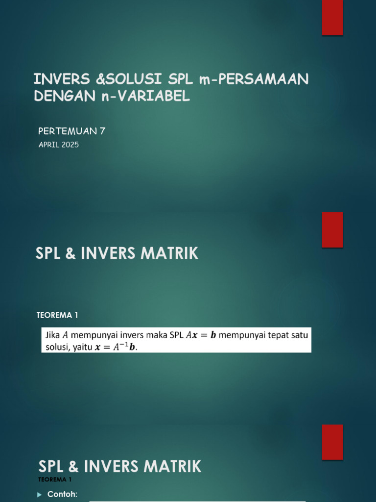 Solusi SPL Homogen dan Invers Matrik | PDF