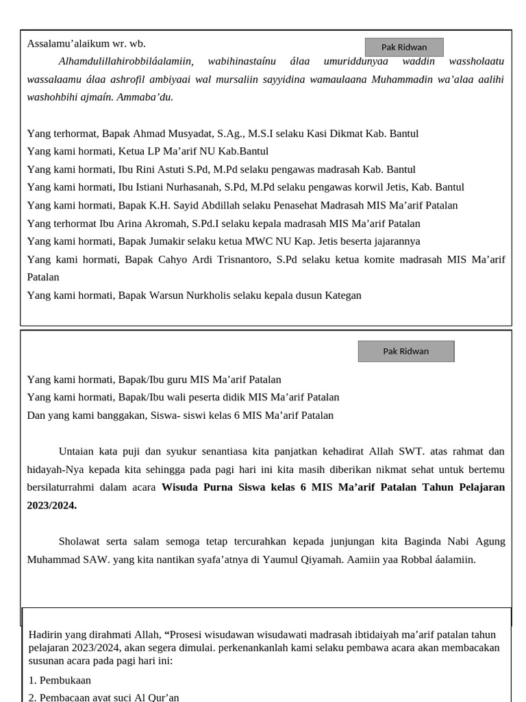 Teks MC Wisuda 2024 | PDF