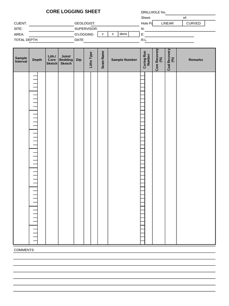 03 Core Logging Sheet | PDF